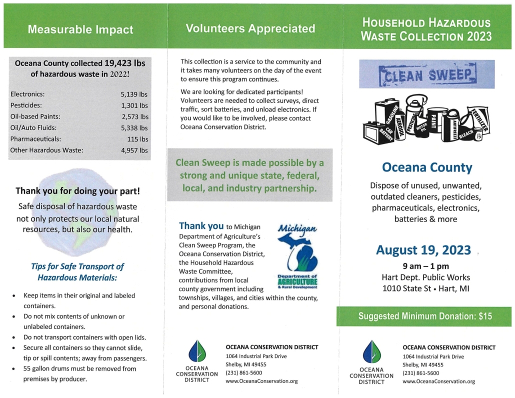 Oceana County Hazardous Materials Clean-Up Day – Newfield Township